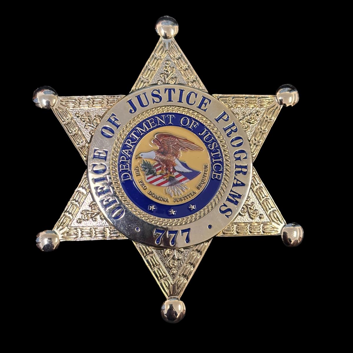 U.S. OFFICE OF JUSTICE PROGRAMS 777 BADGE Replica Movie Props ...