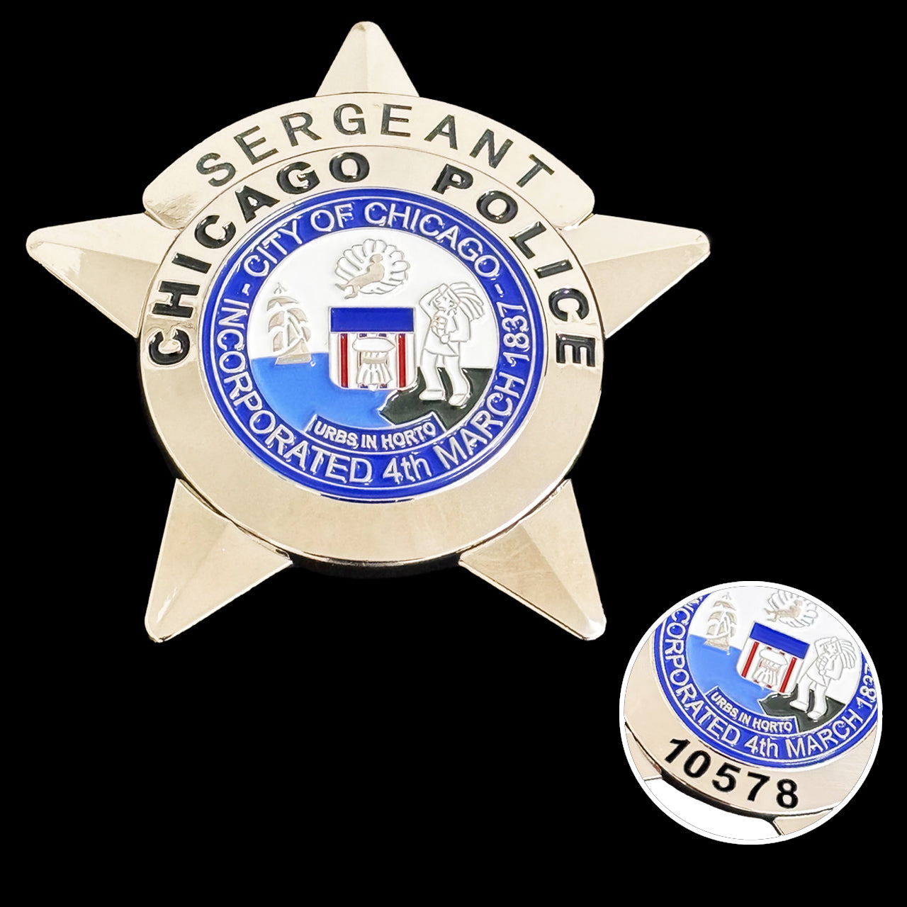 CPD Chicago Police Sergeant Badge Customizable Number – TriumphBadges