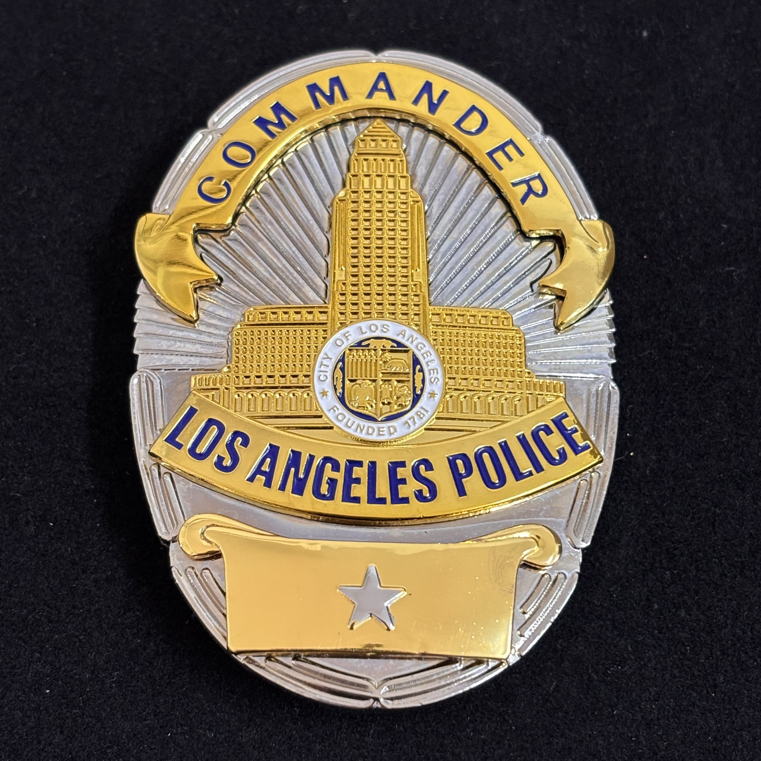 LAPD Commander Los Angeles Police Replica Badge Movie Props 1 Star ...